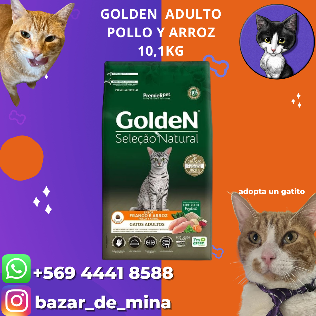 Premier Golden select natural gatos adultos pollo y arroz 10.1 Kg